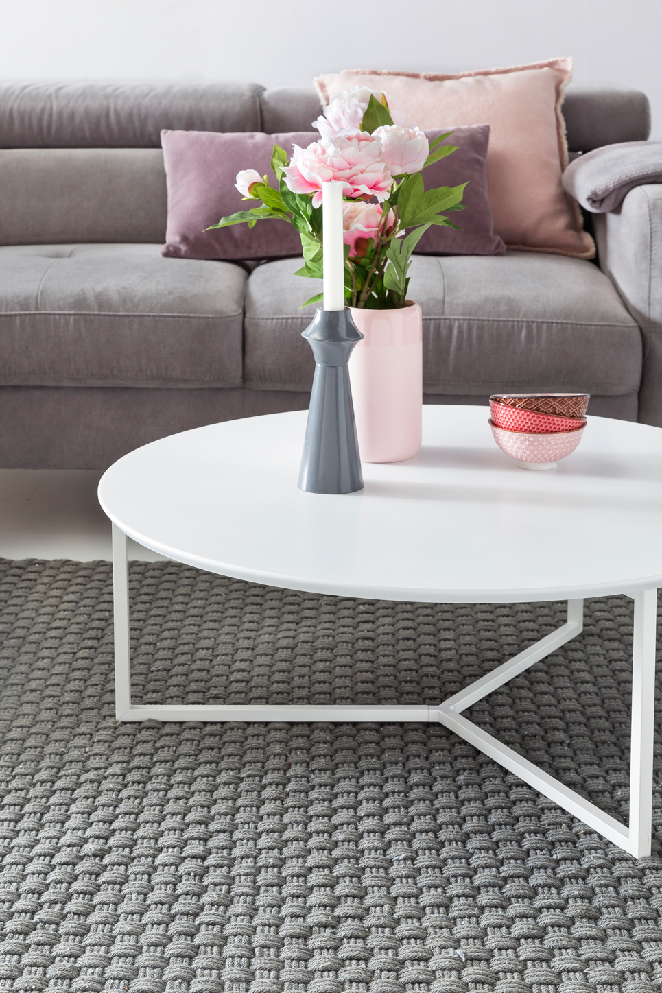 WOHNLING Design Couchtisch MDF weiß matt Gestell Metall 80 cm