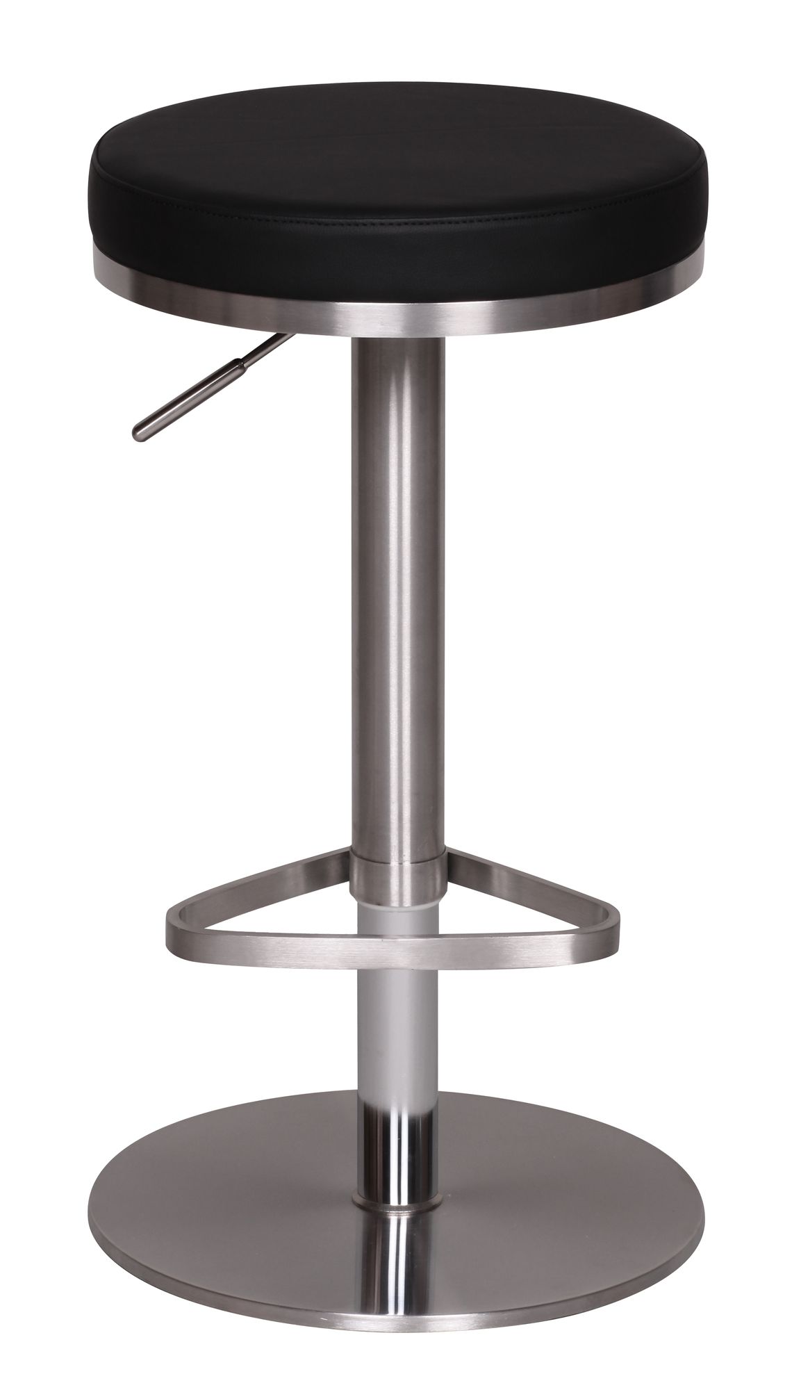 WOHNLING Barhocker Schwarz Edelstahl höhenverstellbare Sitzhöhe 57 - 82 cm
