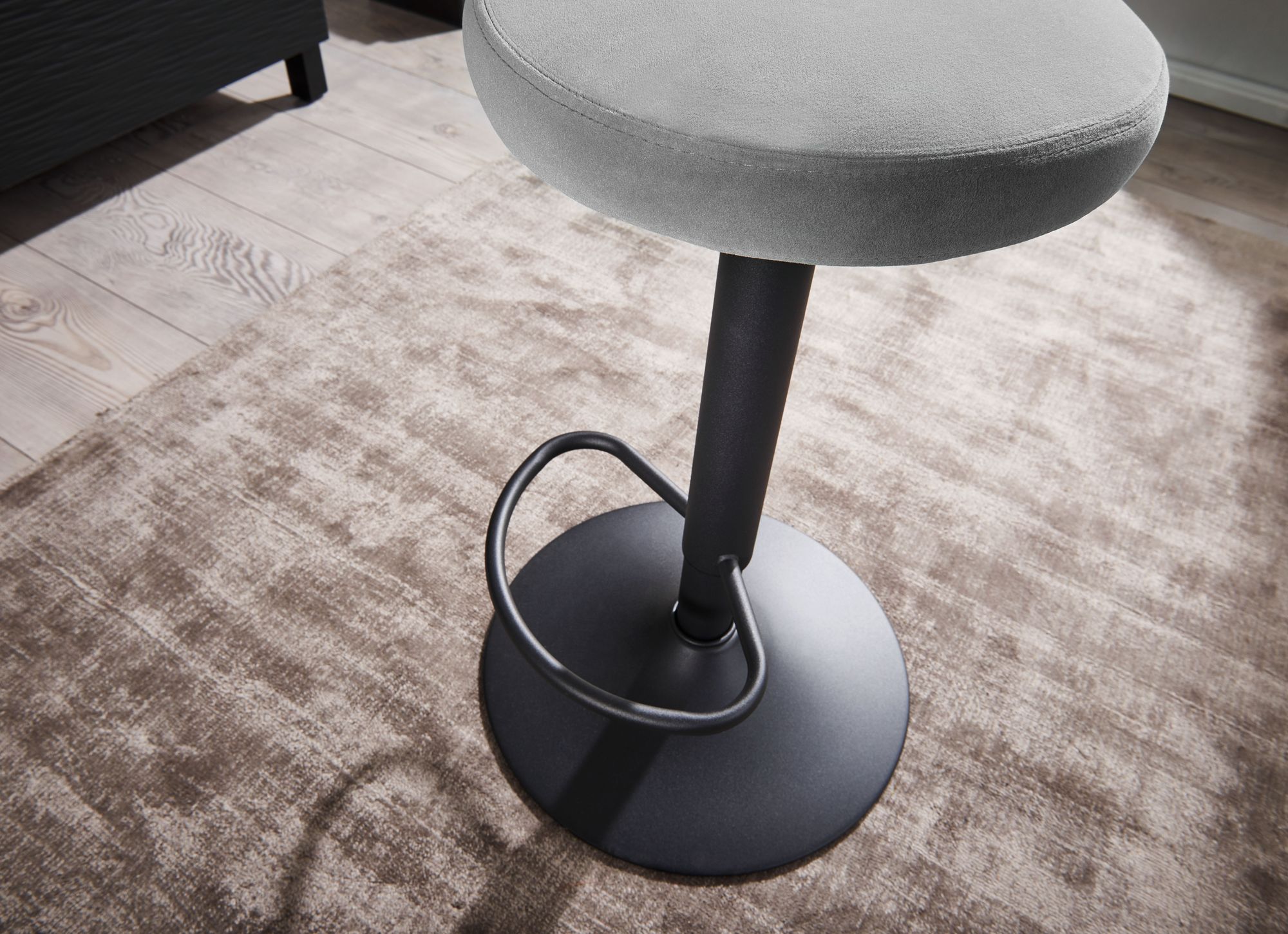 WOHNLING Barhocker Samt Dunkelgrau Hocker ohne Lehne 58 - 79 cm ...