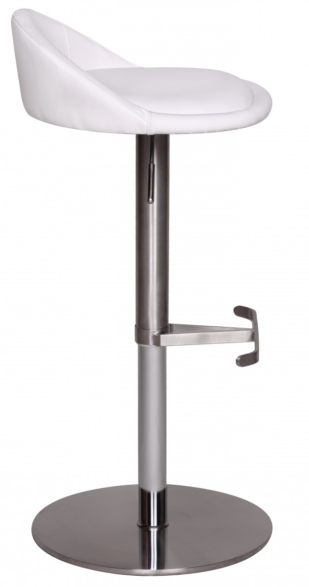 WOHNLING Barhocker Weiß Edelstahl höhenverstellbare Sitzhöhe 54-79 cm
