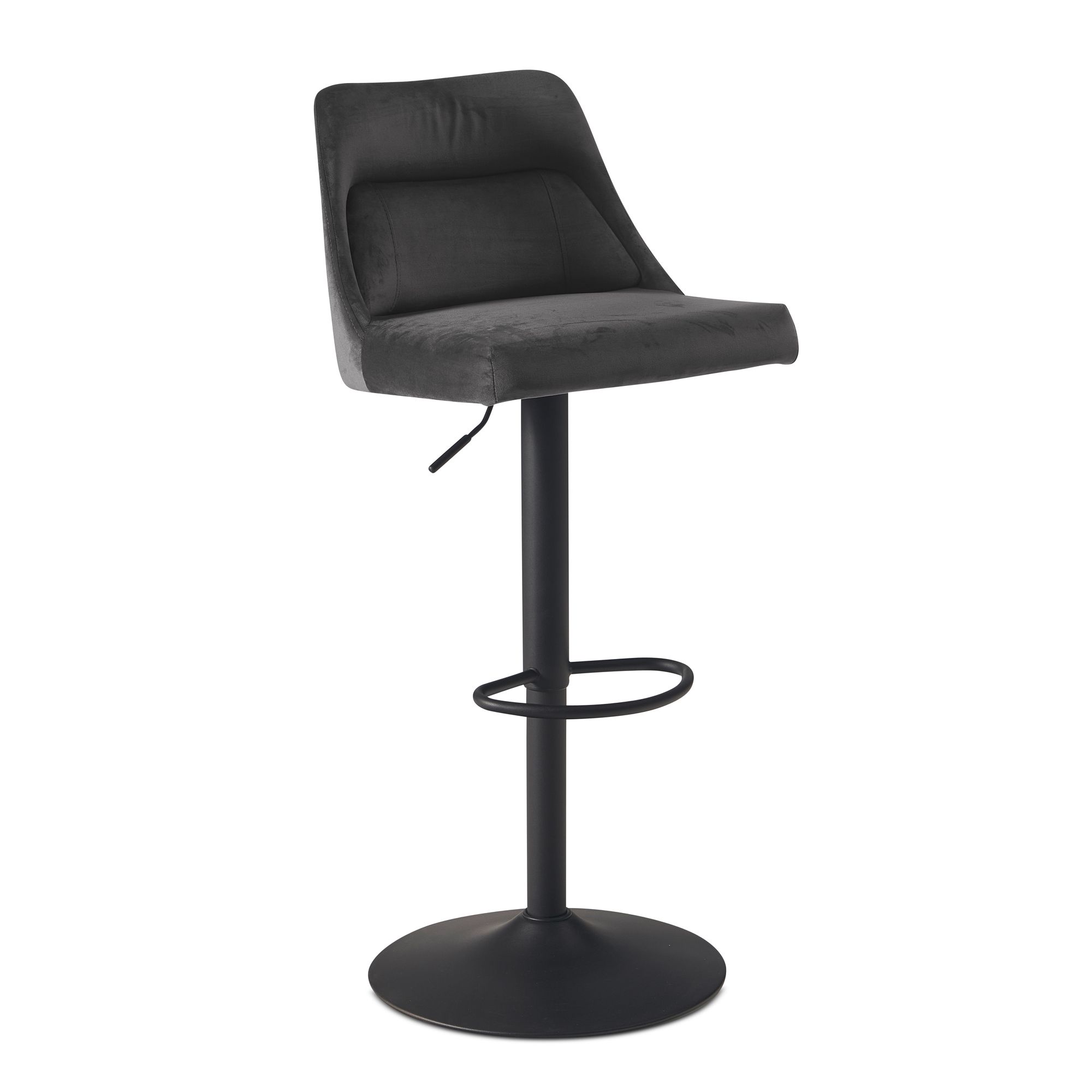 Wohnling Barhocker Samt Grau Hocker mit Lehne 86 - 106 cm