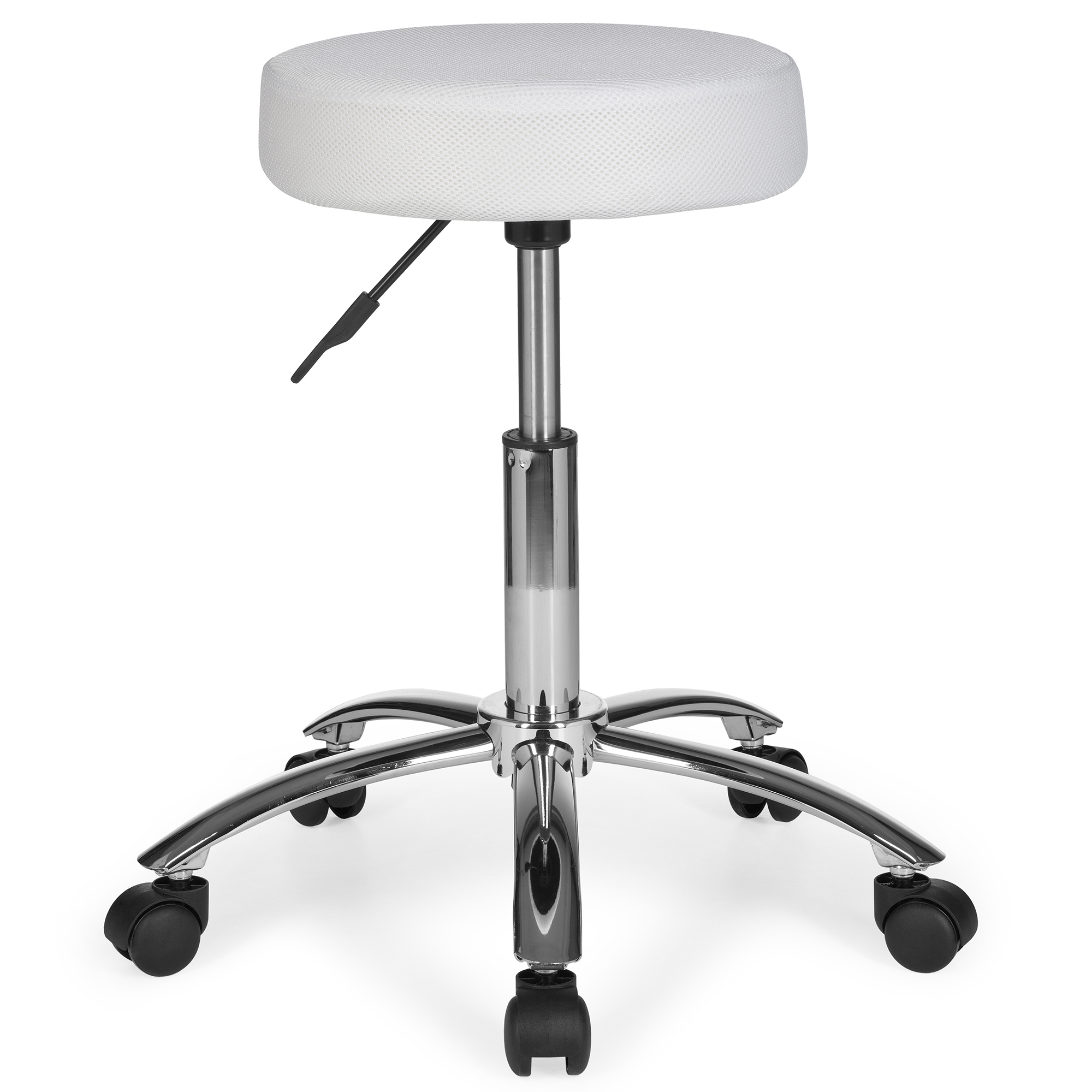 AMSTYLE Hocker LEON Design Arbeitshocker Stoffbezug Weiß