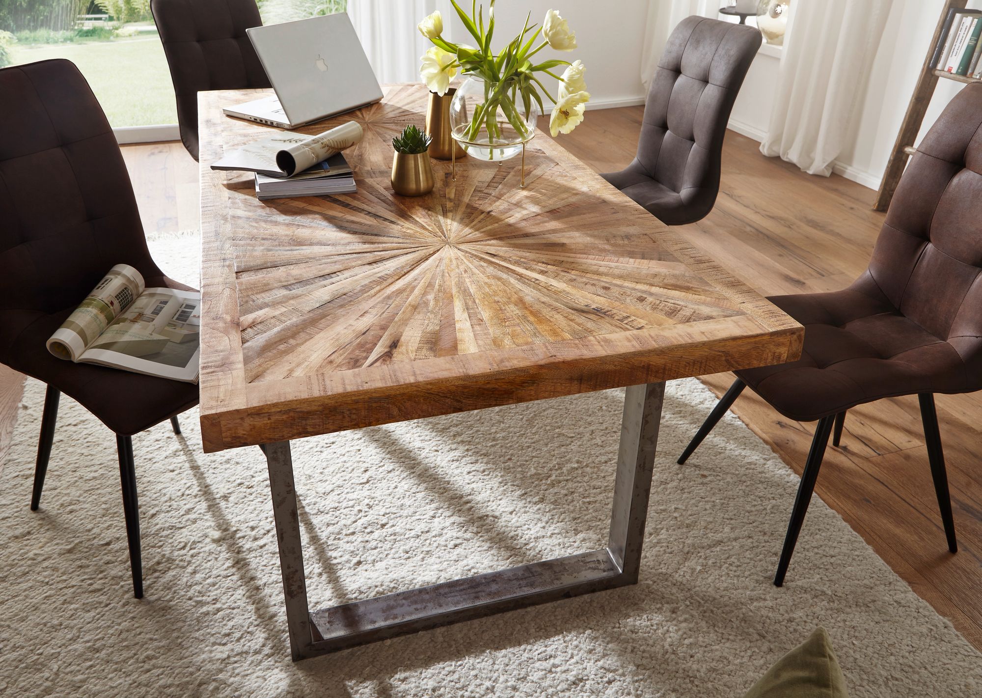 tinkaro Esszimmertisch SAYA großer Holztisch Mangoholz rechteckig Esszimmer