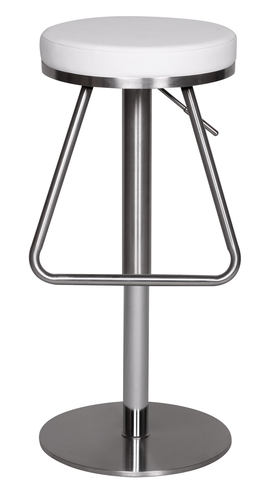 WOHNLING Barhocker Weiß Edelstahl höhenverstellbare Sitzfläche 54 - 79 cm
